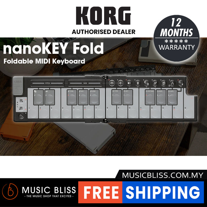Korg nanoKEY Fold Foldable MIDI Keyboard - Black | Music Bliss Malaysia