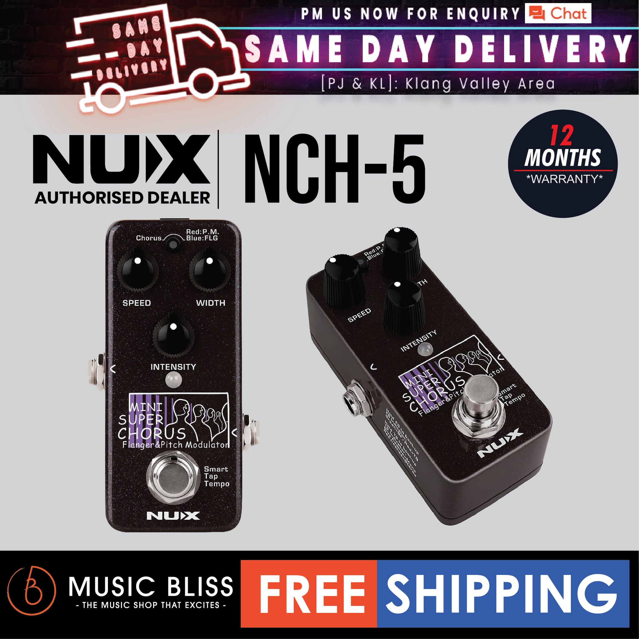NUX NCH-5 Mini SCF Modulation Effects Pedal | Music Bliss Malaysia