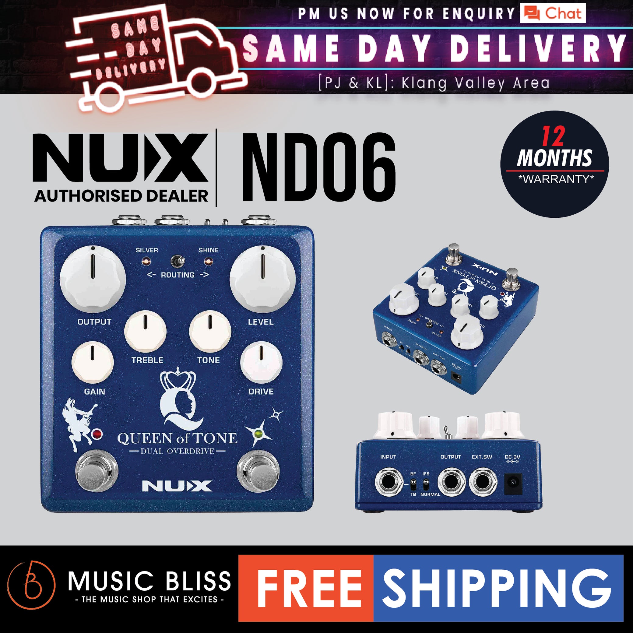 NUX NDO6 Queen of Tone Dual Overdrive Pedal | Music Bliss Malaysia