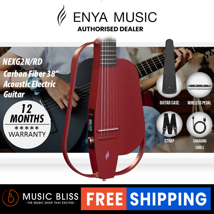 Enya NEXG2 Carbon Fiber Smart Guitar - Red - Nylon | Music Bliss Malaysia