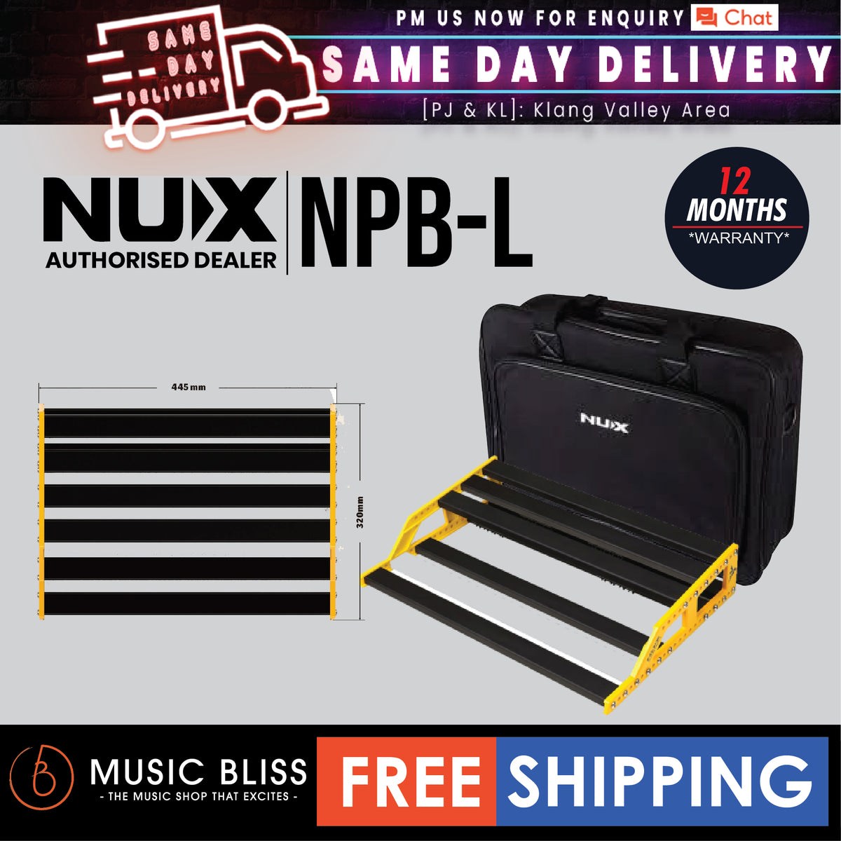 NUX NPB-L Bumblebee Manageable Pedalboard with Bag - Large (NPBL / NPB L) | Music Bliss Malaysia