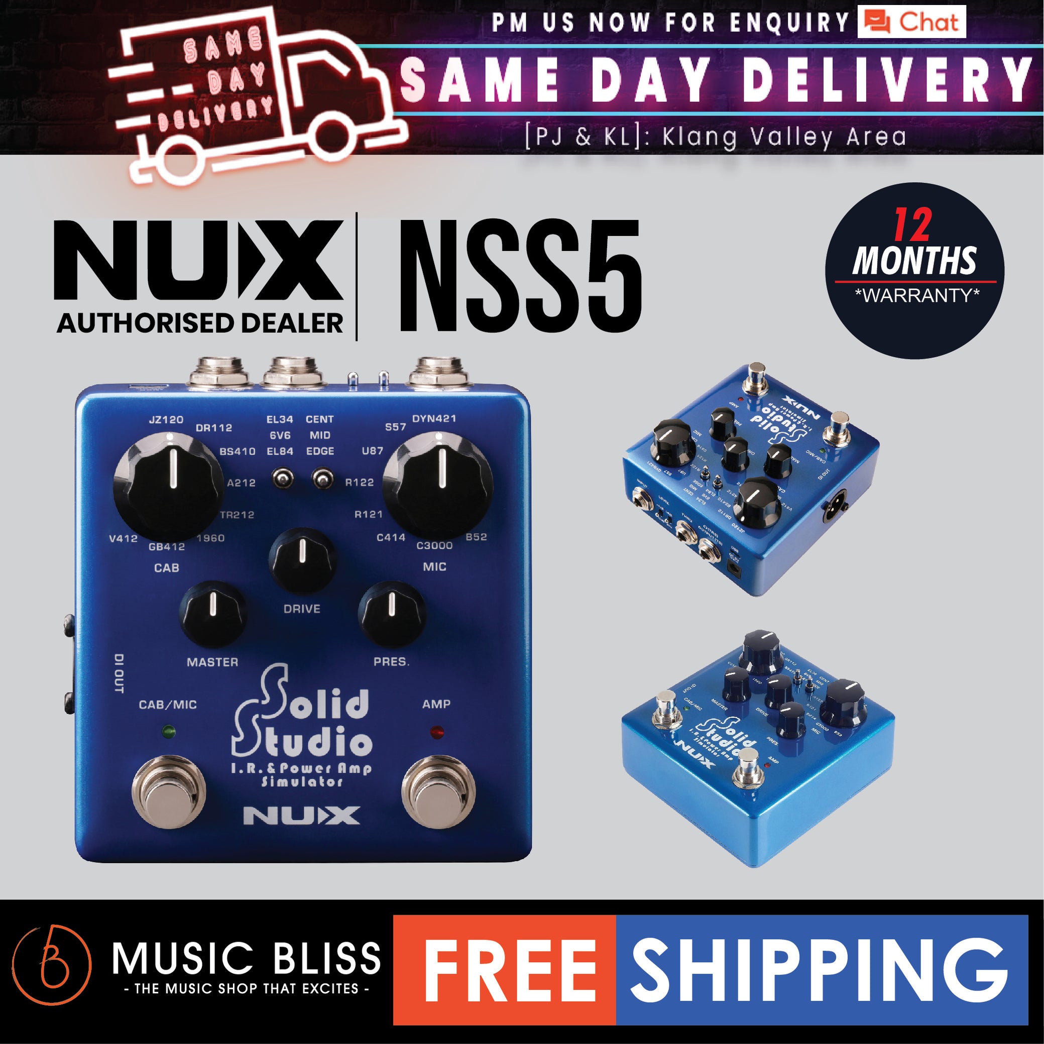 NUX NSS5 Solid Studio IR & Power Amp Simulator (NSS-5) | Music Bliss Malaysia