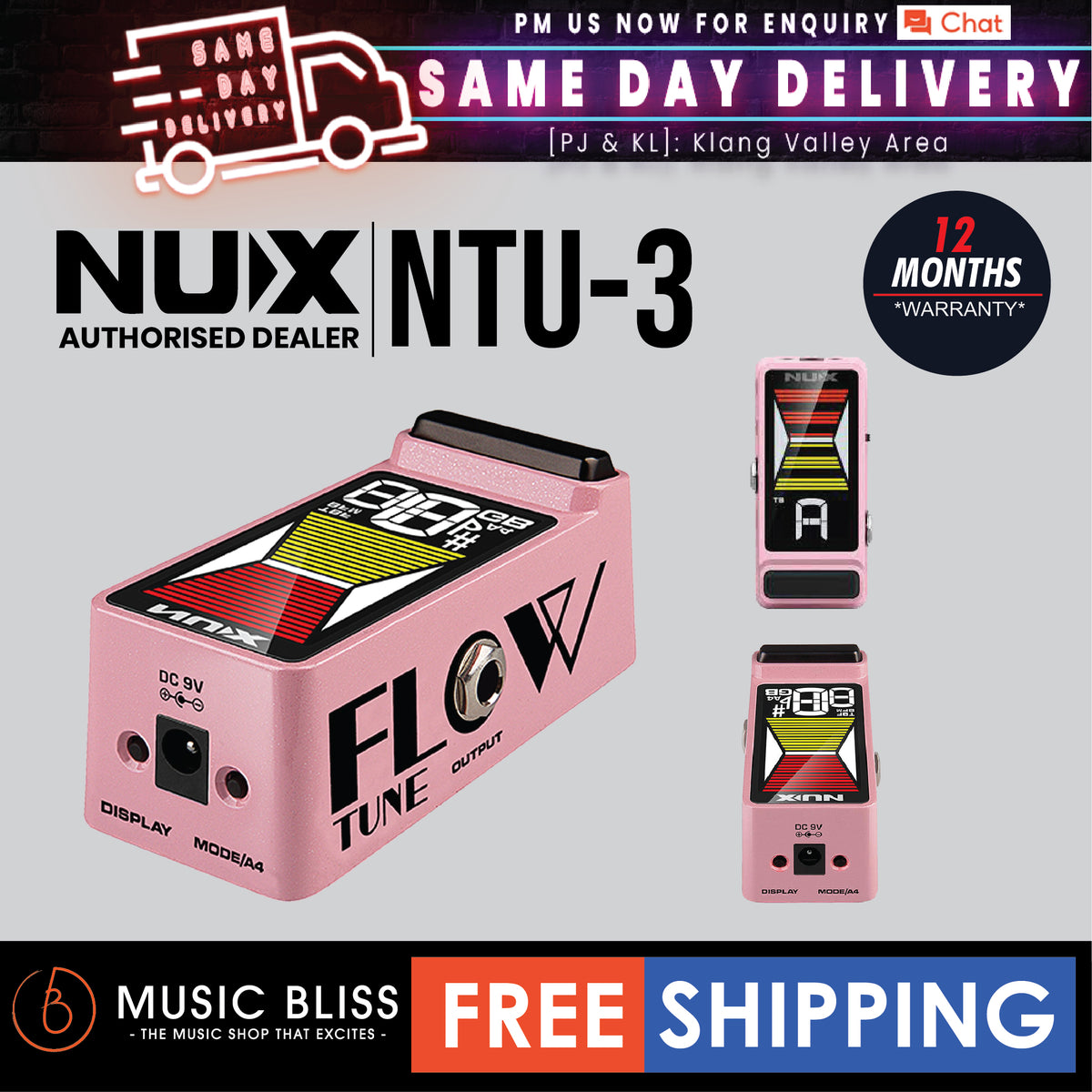 NUX NTU-3 Flow Tune True And Buffered Bypass Mini Guitar Pedal Tuner ...