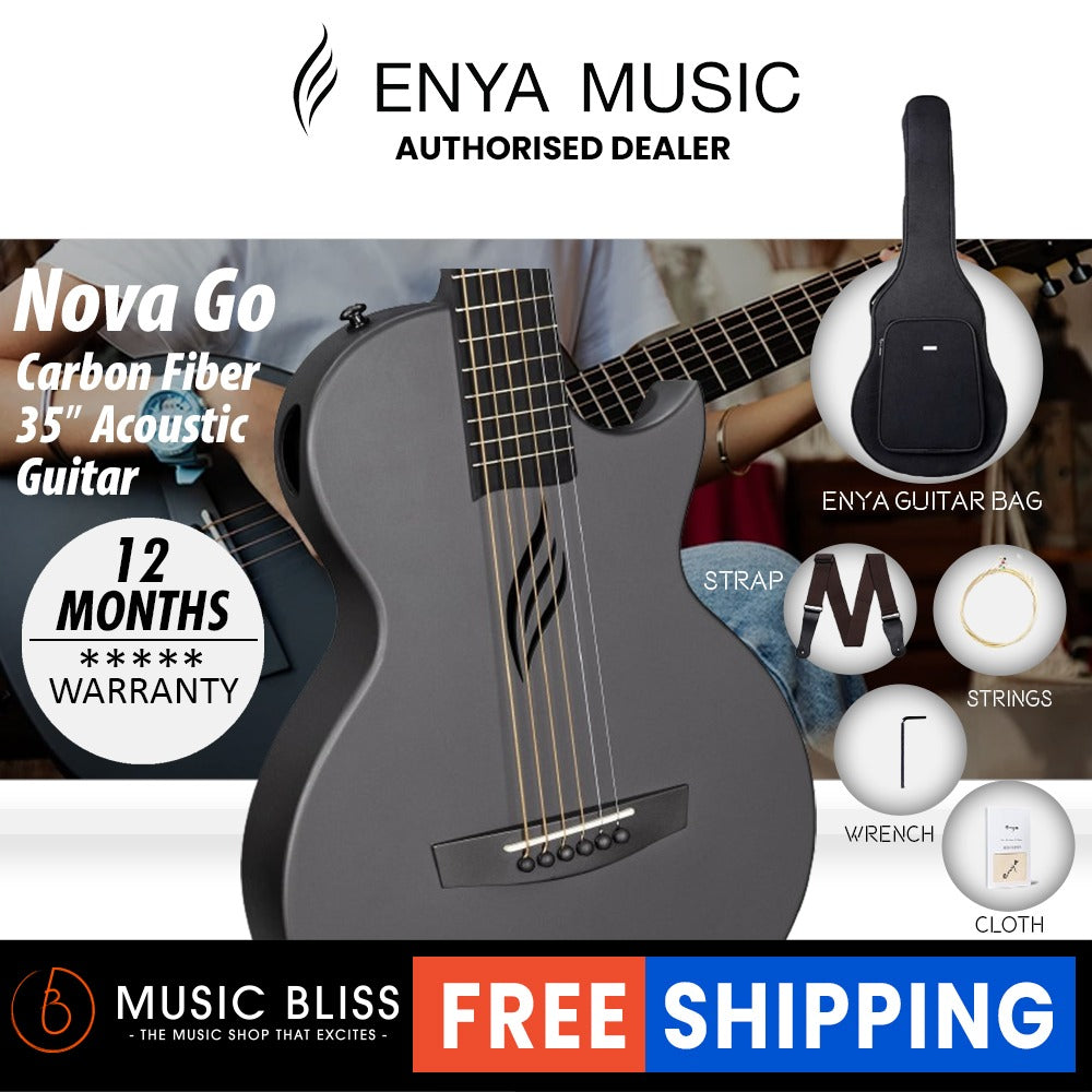 Enya Nova Go Carbon Fiber Acoustic Guitar - Black | Music Bliss Malaysia