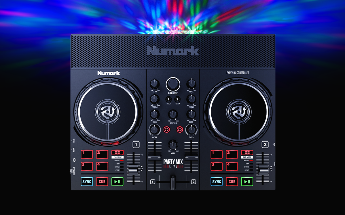 Numark Party Mix Live DJ Controller with Built-in Light Show & Speakers ...