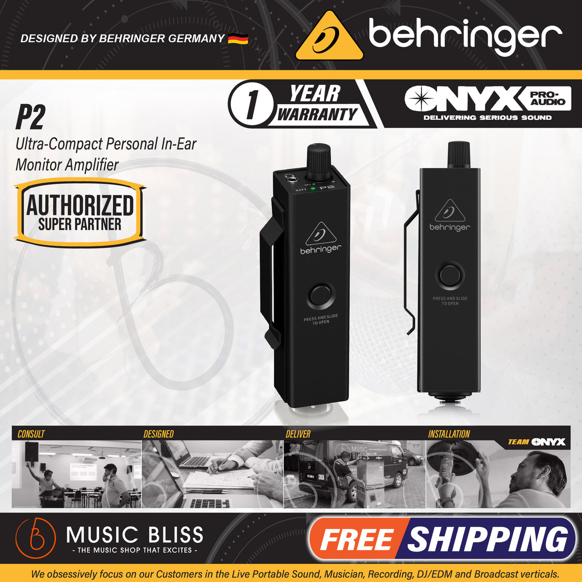 Behringer P2 Ultra-Compact Personal In-Ear Monitor Amplifier | Music ...