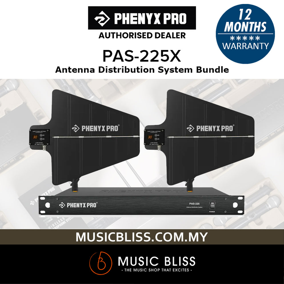 Phenyx Pro PAS-225X UHF Wireless Antenna Distribution System Bundle, Active Directional Antennas ...