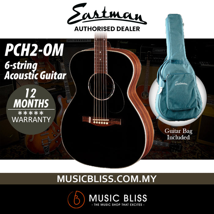 Eastman Guitars PCH2-OM 6-string Acoustic Guitar - Black | Music Bliss Malaysia