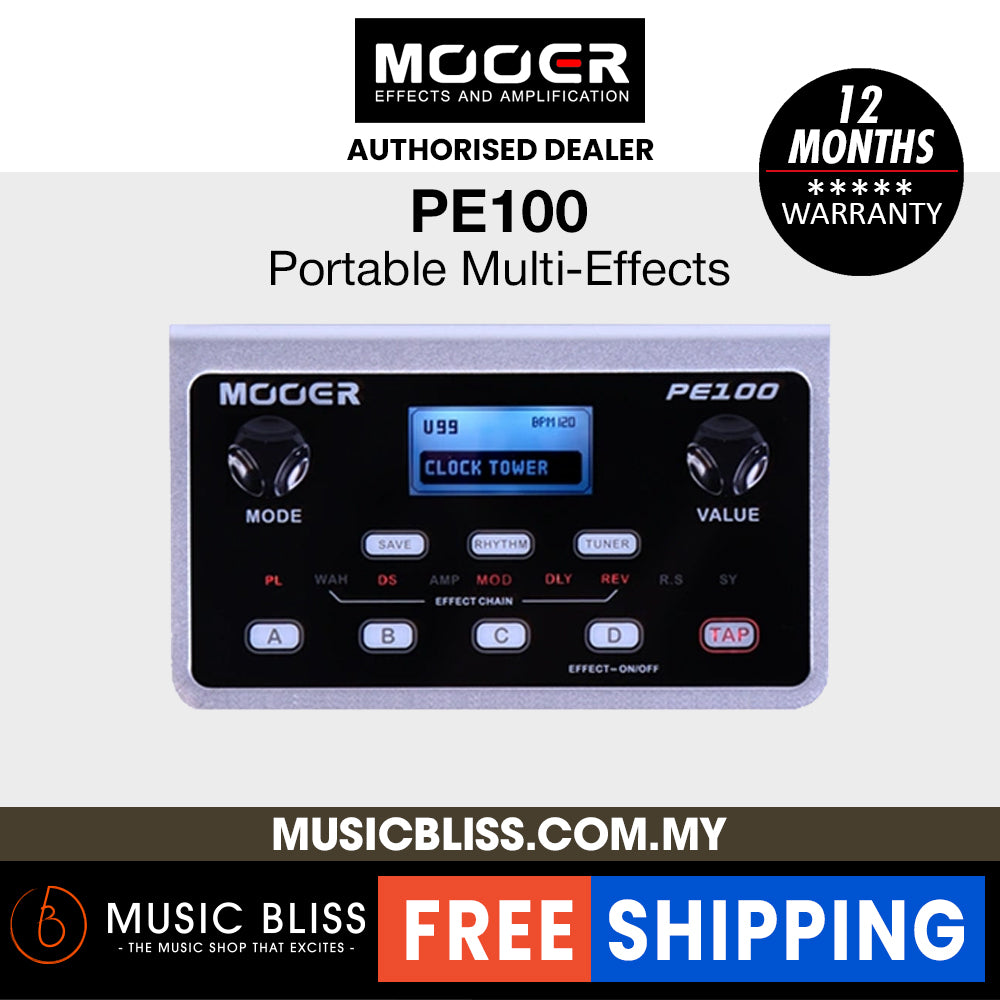 Mooer PE100 Portable Multi-Effects Pedal (PE-100) | Music Bliss Malaysia