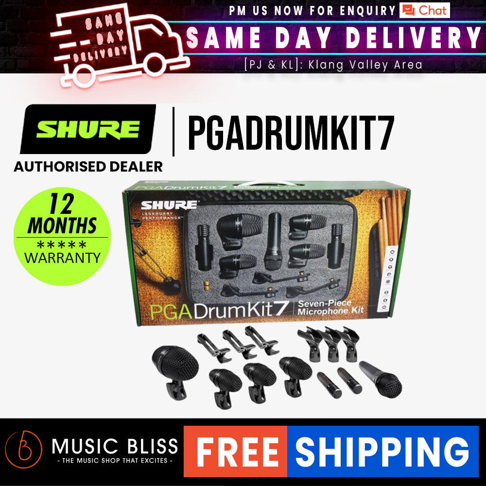 Shure PGA Drum Kit 7 Drum Microphone Kit | Music Bliss Malaysia