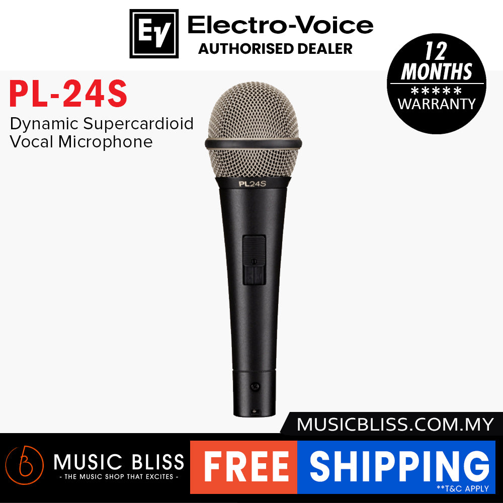 EV Electro-Voice PL-24S Handheld Dynamic Vocal Microphone with On/Off ...