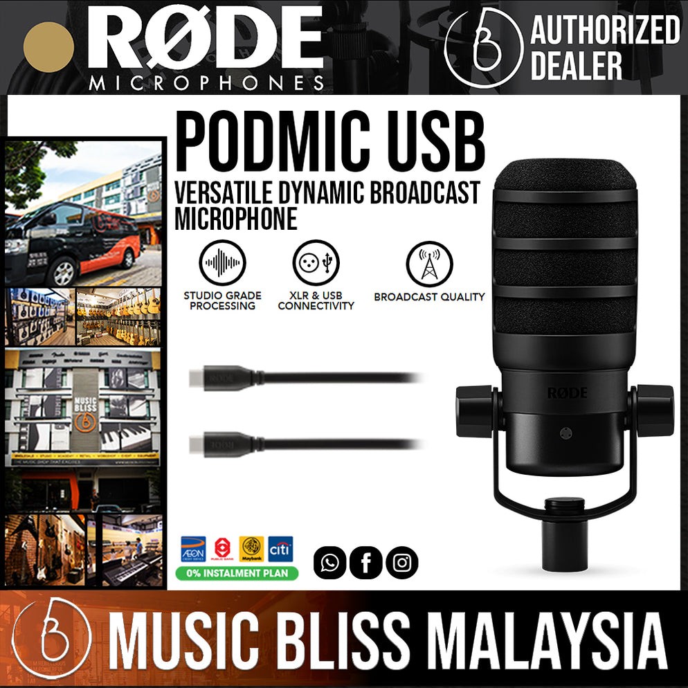 Rode PodMic USB and XLR Dynamic Broadcast Microphone | Music Bliss Malaysia