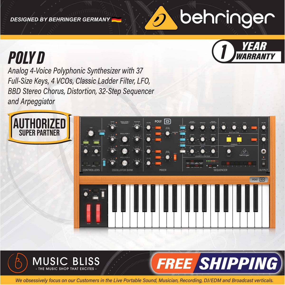 Behringer Poly D Polyphonic Analog Synthesizer (PolyD / Poly-D) | Music Bliss Malaysia