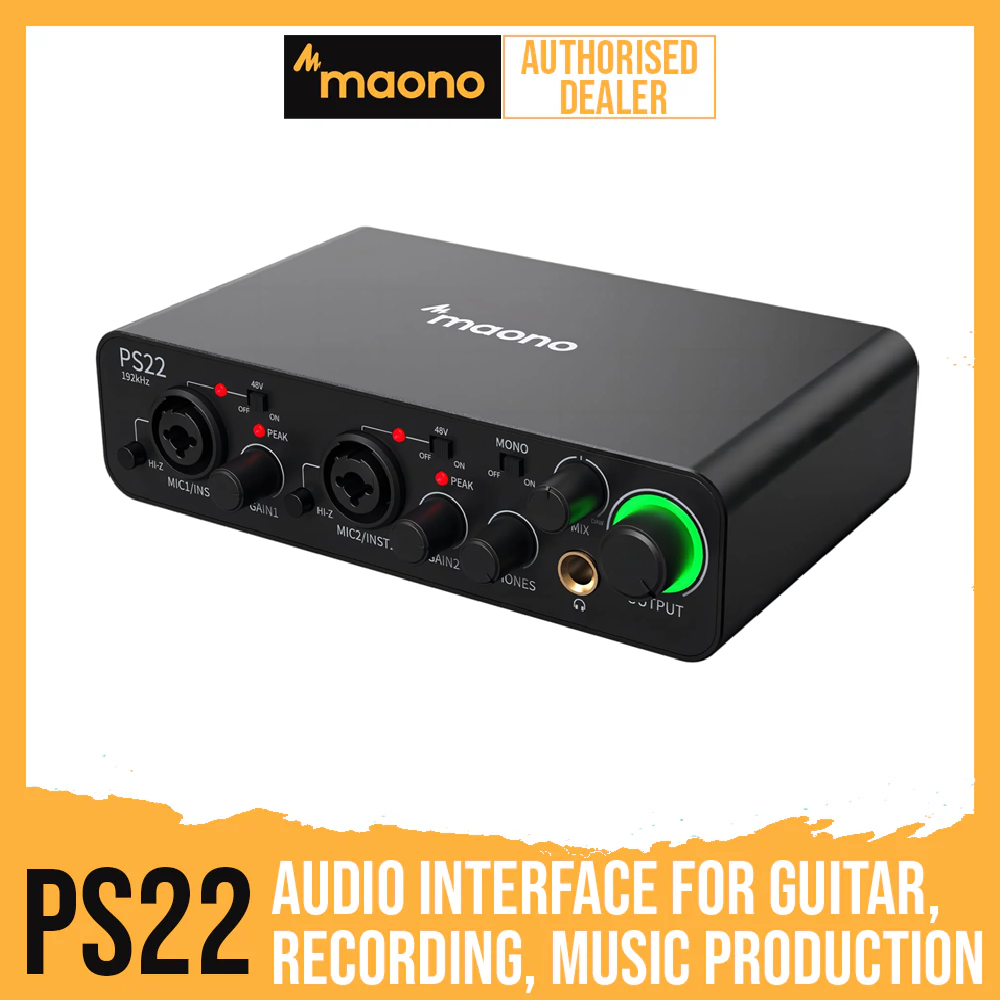 MAONO PS22 Black USB Audio interface for PC with 60 dB Pro-preamp ...
