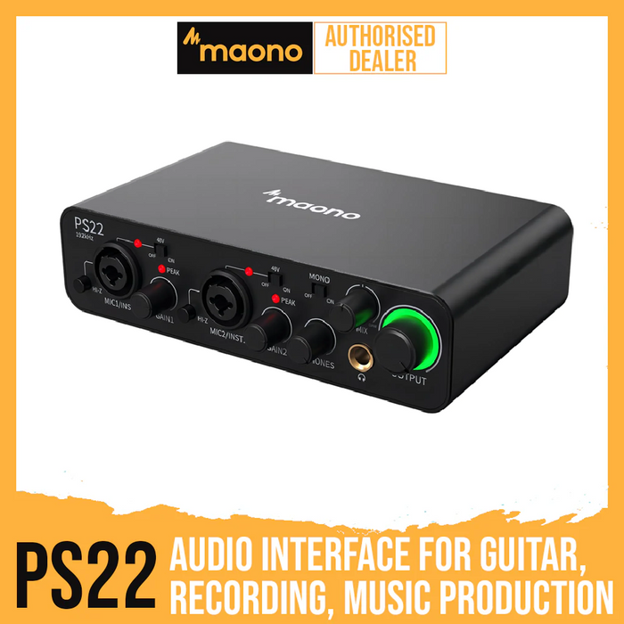 MAONO PS22 Black USB Audio interface for PC with 60 dB Pro-preamp ...