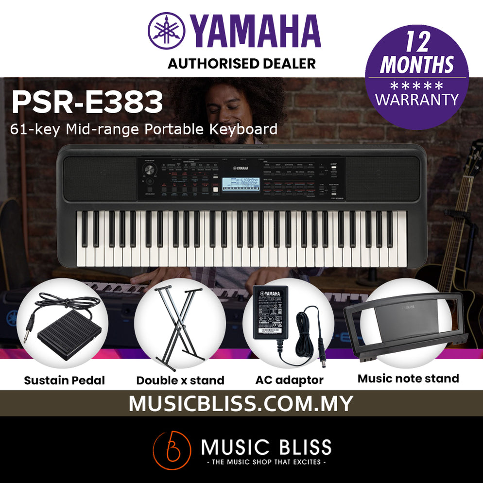 Yamaha Keyboards PSR-E383 61-Keys Portable Keyboard with Original ...