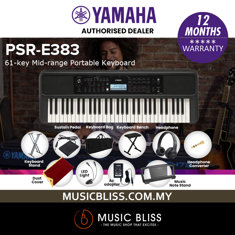 Yamaha Keyboards PSR-E383 61-Keys Portable Keyboard with Original ...