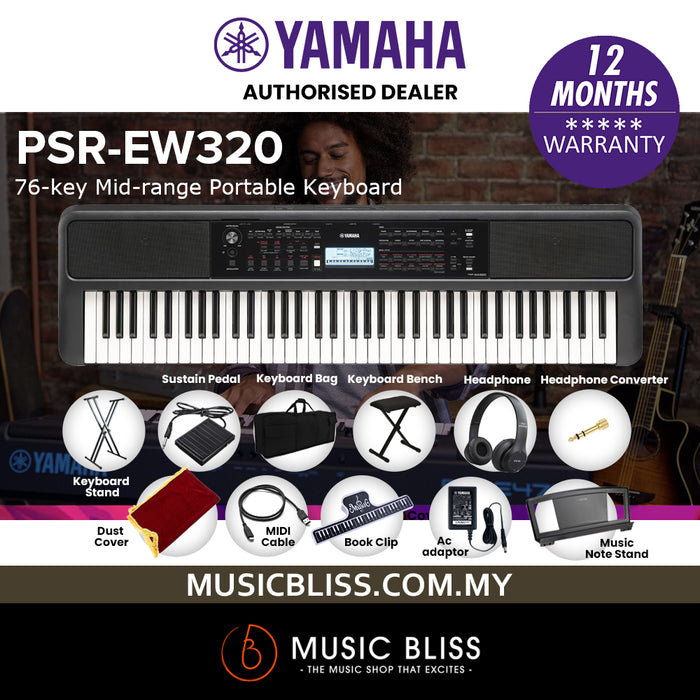 Yamaha PSR-EW320 76-key Portable Keyboard with Original Adapter ...