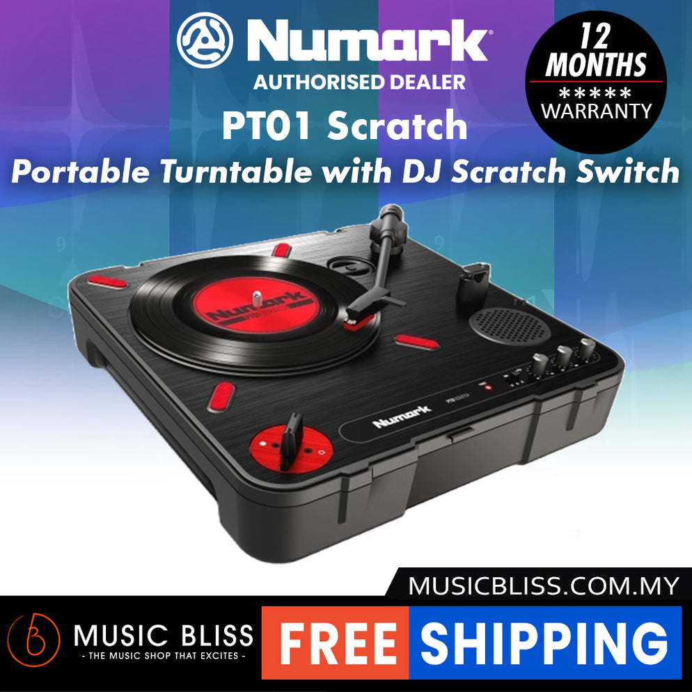 Numark PT01 Scratch Portable Turntable with DJ Scratch Switch (PT-01 / PT01) | Music Bliss Malaysia