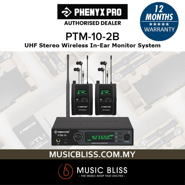 Phenyx Pro PTM-10-2B 500MHz UHF Stereo Wireless In-Ear Monitor System | Music Bliss Malaysia