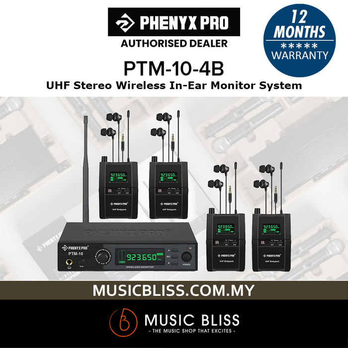 Phenyx Pro PTM-10-4B 500MHz UHF Stereo Wireless In-Ear Monitor System | Music Bliss Malaysia