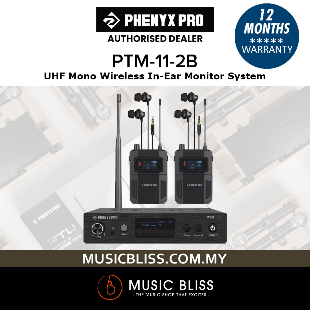 Phenyx Pro PTM-11-2B UHF Mono Wireless In-Ear Monitor System with 1 ...