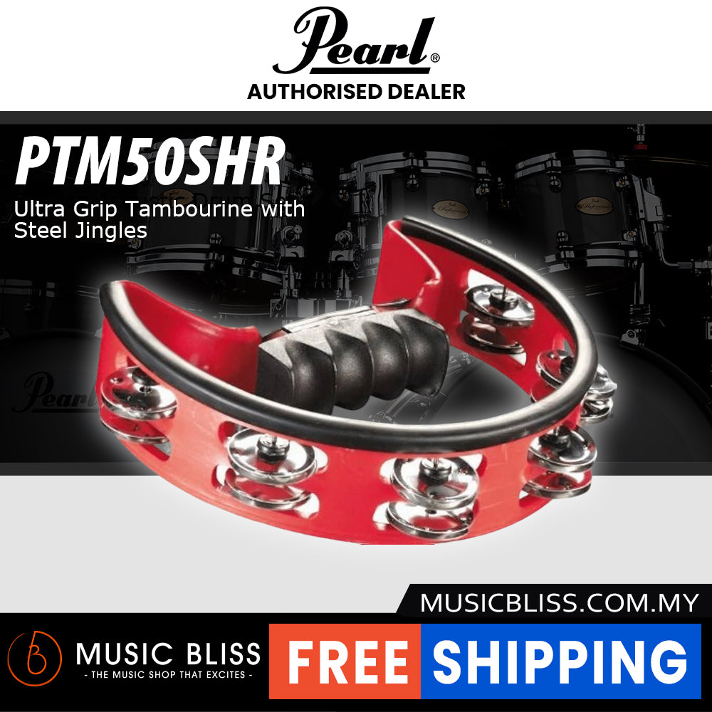 Pearl PTM50SHR Ultra Grip Tambourine with Steel Jingles | Music Bliss Malaysia