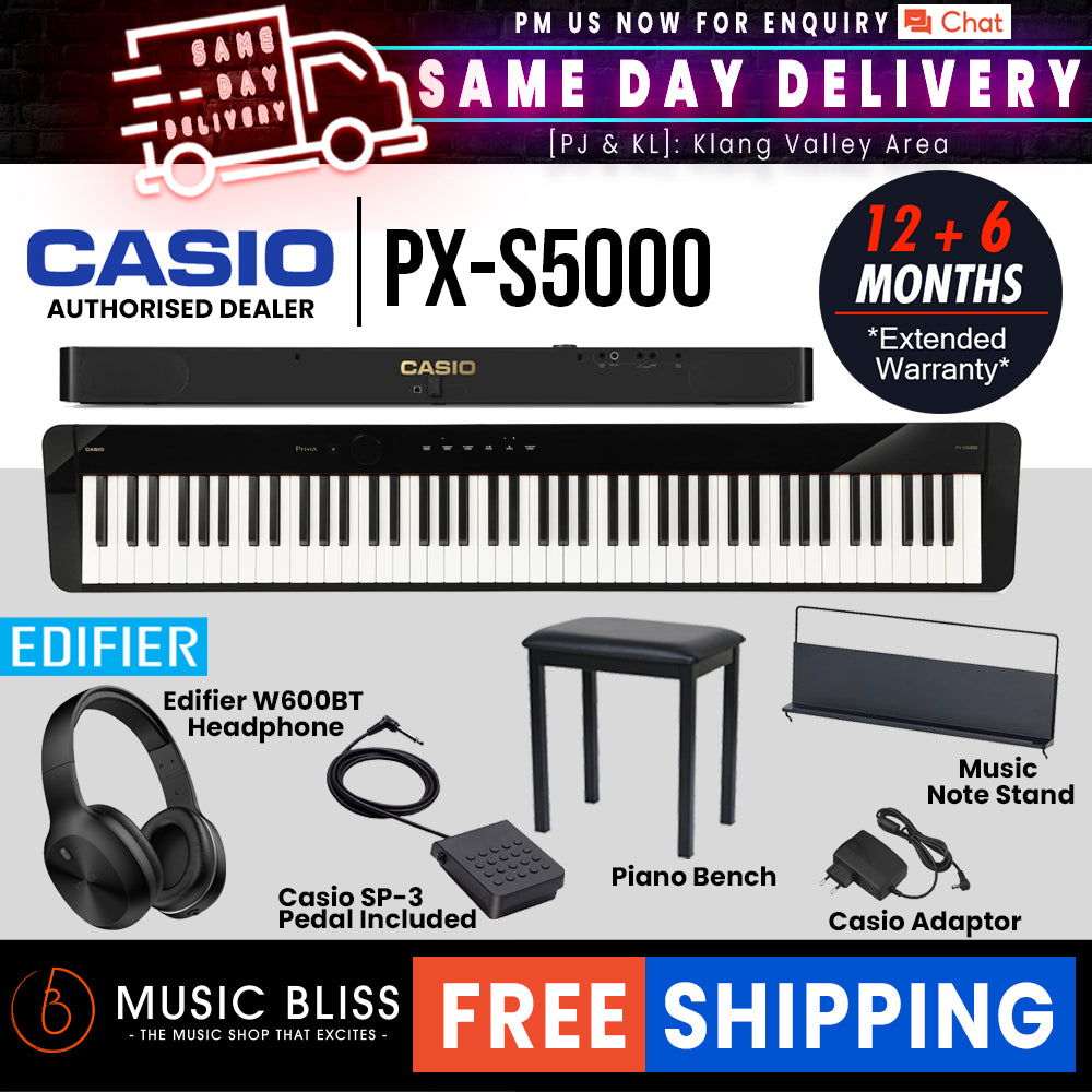 Casio Privia PX-S5000 Digital Piano with FREE Edifier W600BT Headphone ...