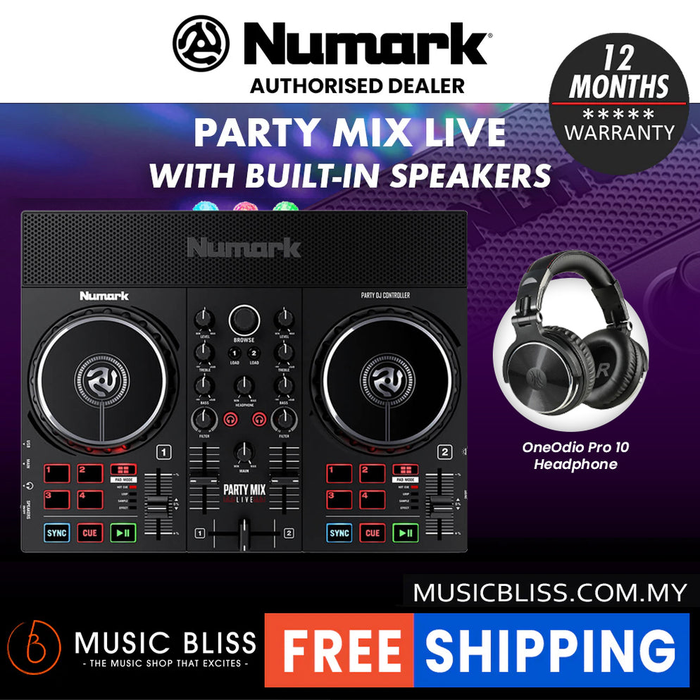 Numark Party Mix Live DJ Controller with Built-in Light Show & Speakers, DJ Set with 2 Decks, DJ ...