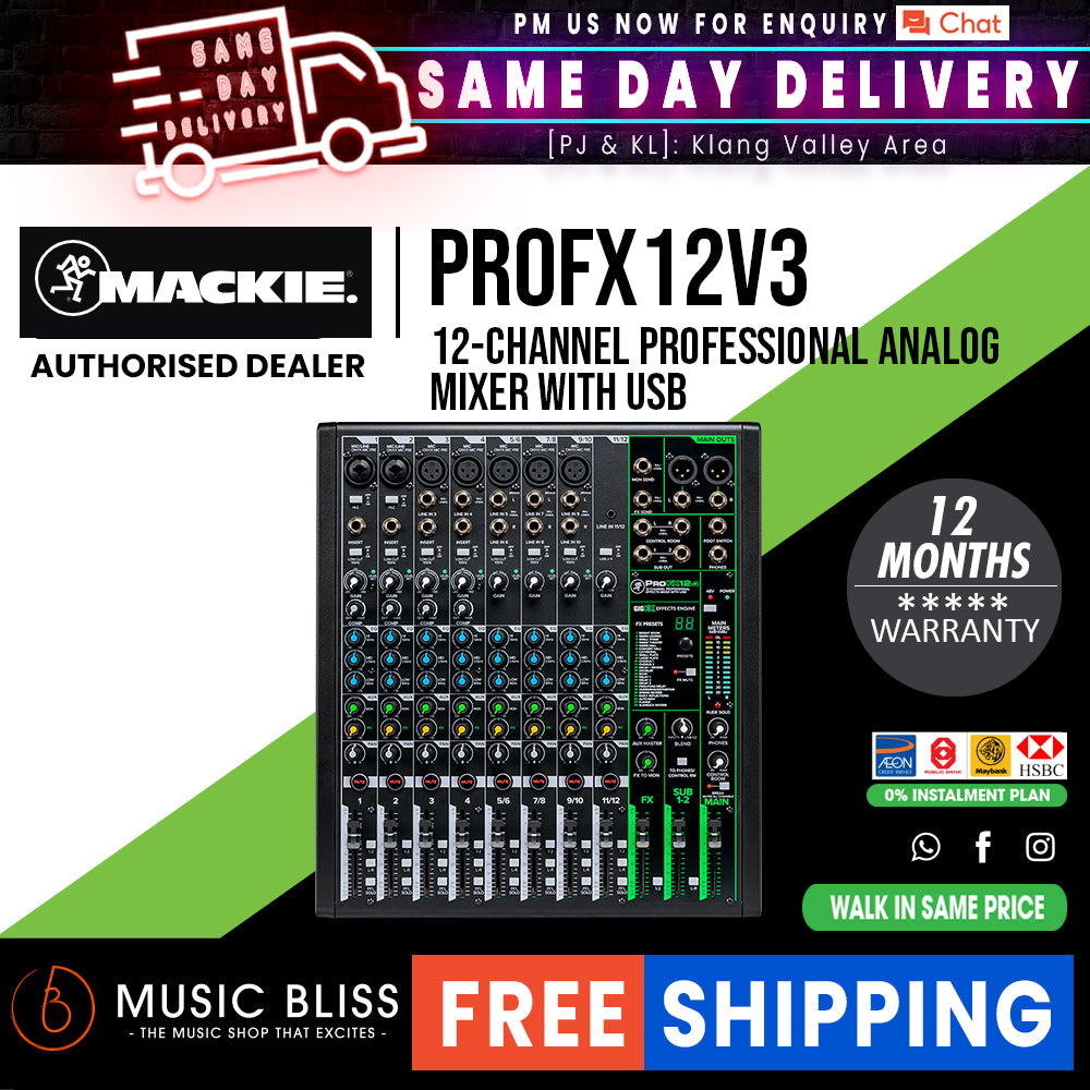 Mackie ProFX12v3 12-channel Mixer with USB and Effects | Music Bliss ...