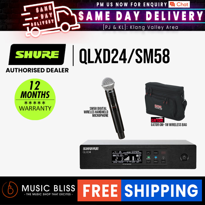 Shure QLXD24/SM58 Digital Wireless Handheld Microphone System | Music Bliss Malaysia