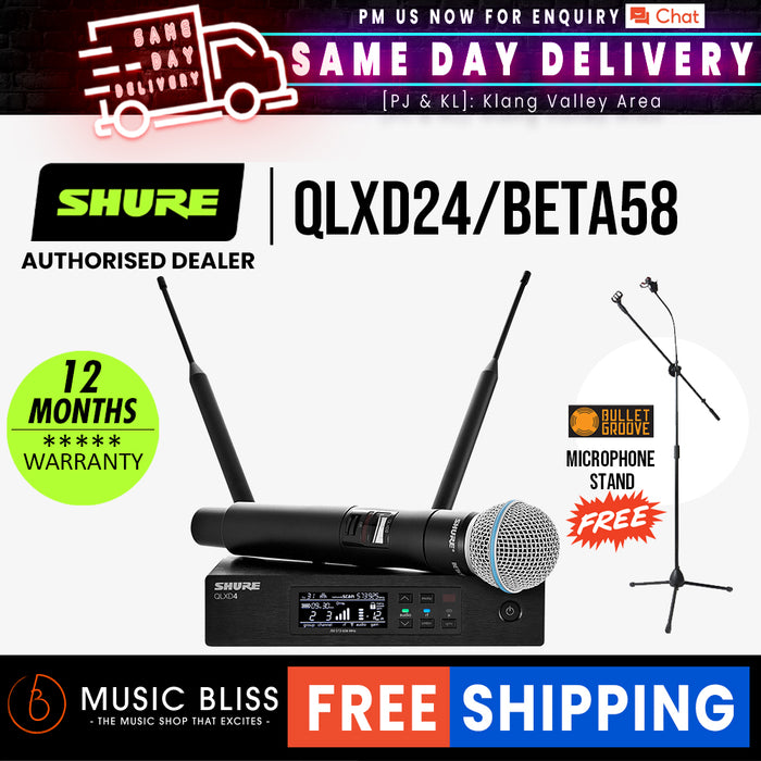 Shure QLXD24/BETA58 Handheld Wireless Microphone System | Music Bliss Malaysia