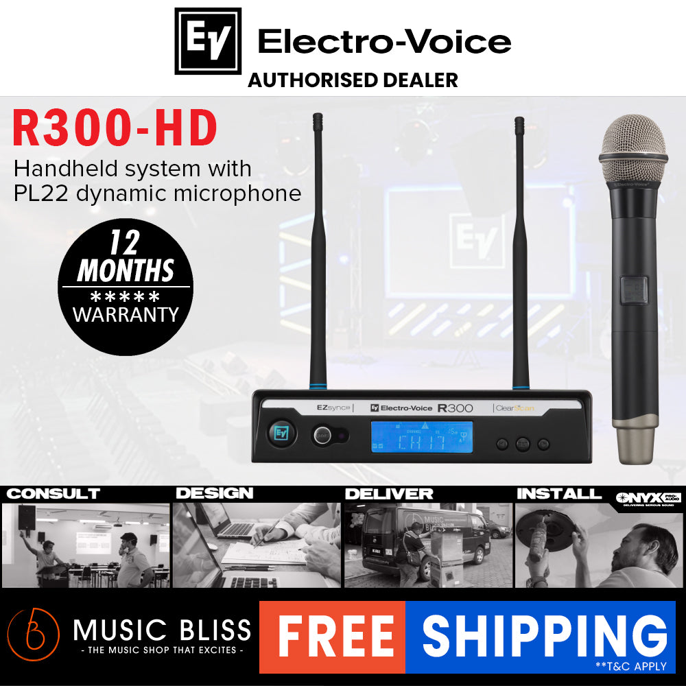 EV Electro-Voice R300-HD Handheld Wireless Microphone System (Electro ...