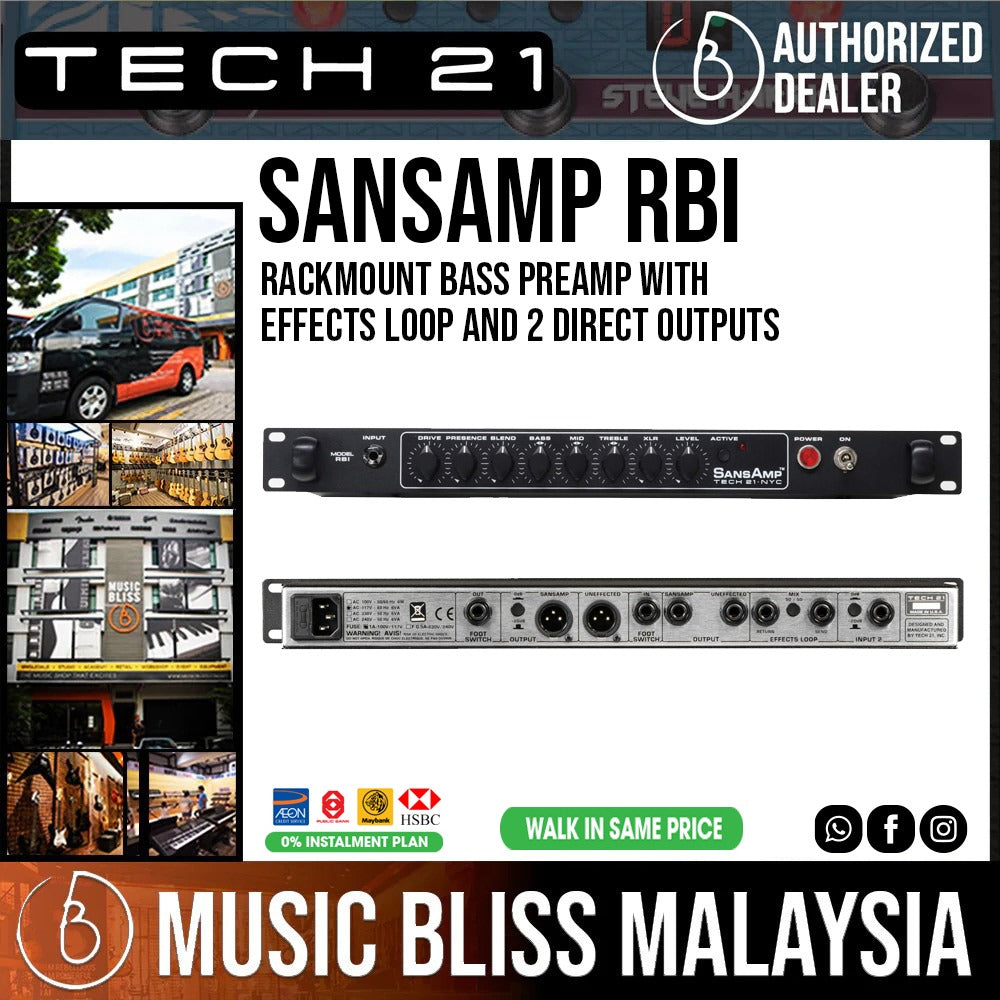 Tech 21 SansAmp RBI Bass Preamp | Music Bliss Malaysia