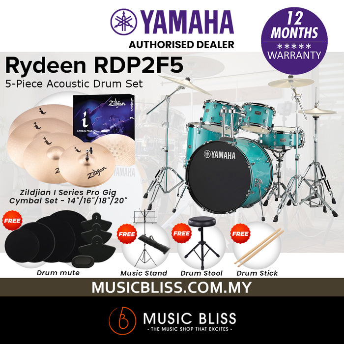 Yamaha Rydeen 5-Piece Acoustic Drum Kit – 22" Bass Drum – Shell Pack ...