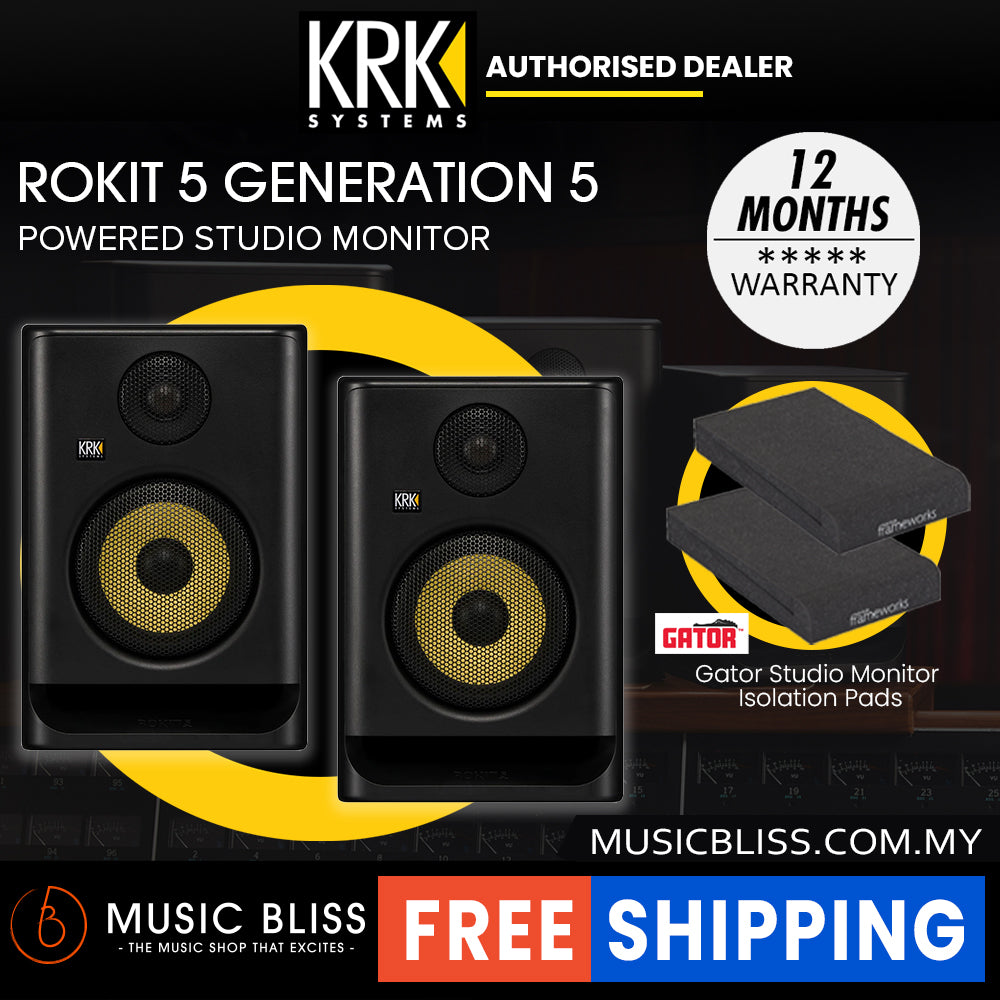 KRK ROKIT 5 G5 5" Powered Studio Monitor with Gator Studio Monitor ...
