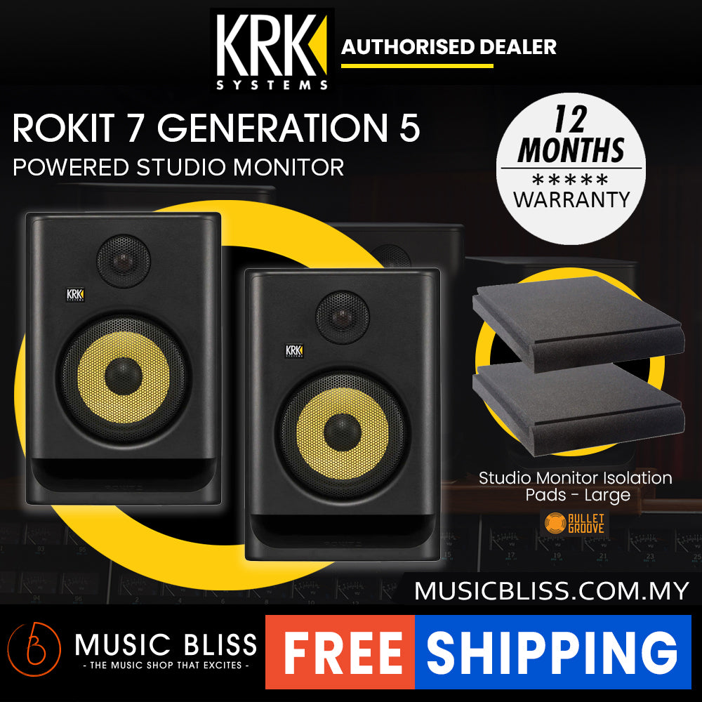 KRK ROKIT 7 G5 7" Powered Studio Monitor with Gator Studio Monitor ...