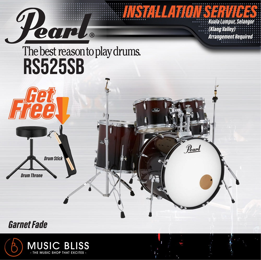 Pearl Roadshow 5-piece Drum Set with Drumstick and Throne - 22" Kick ...