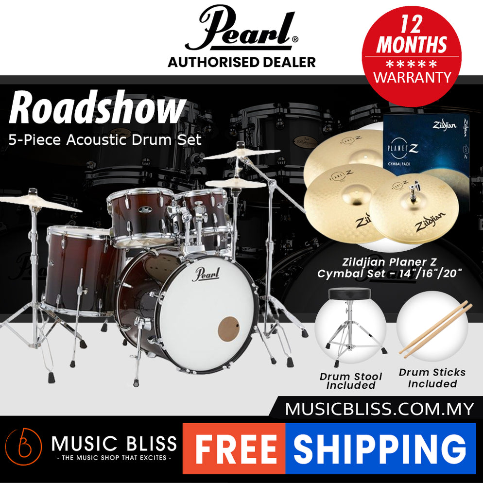 Pearl Roadshow 5-piece Drum Set with Drumstick and Throne - 22 Inch ...