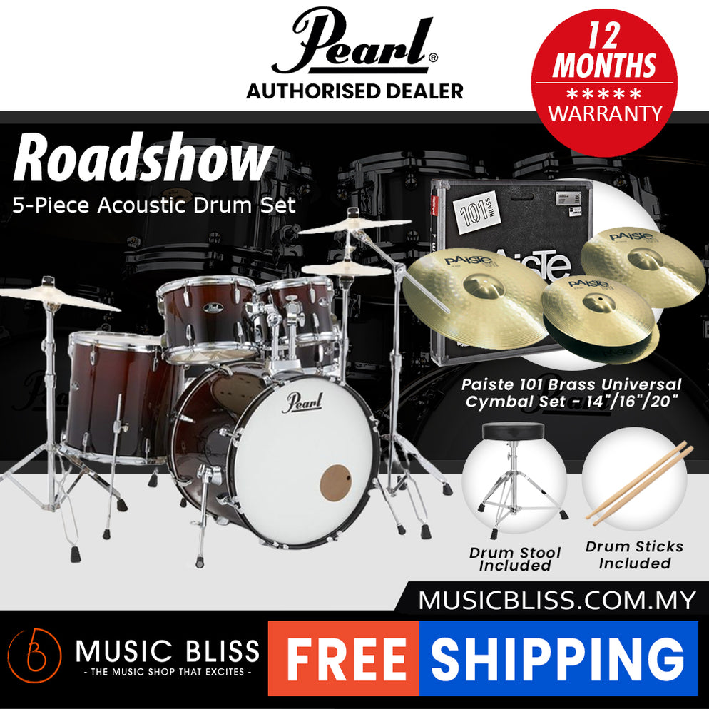 Pearl Roadshow 5-piece Drum Set with Drumstick and Throne - 22 Inch ...