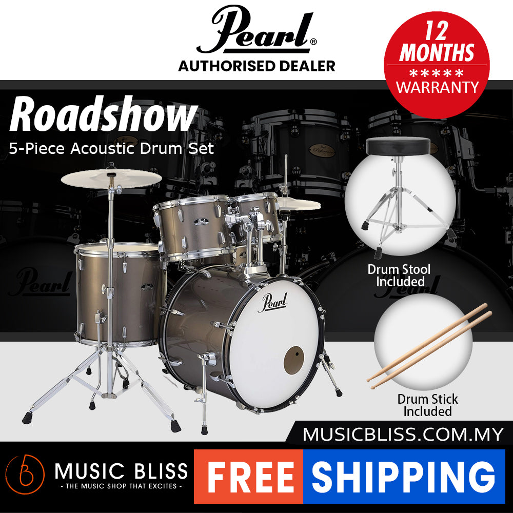 Pearl Roadshow 5-piece Drum Set with Drumstick and Throne - 22 Inch ...