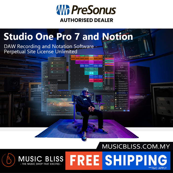 PreSonus Studio One Pro 7 and Notion - DAW Recording and Notation Software - Perpetual Site ...