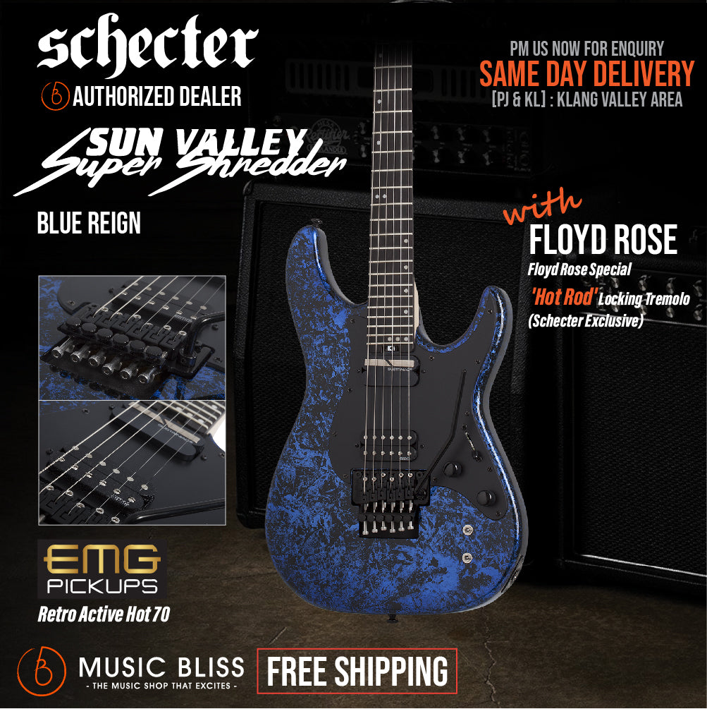 Schecter Sun Valley Super Shredder FR-S Electric Guitar - Blue Reign | Music Bliss Malaysia