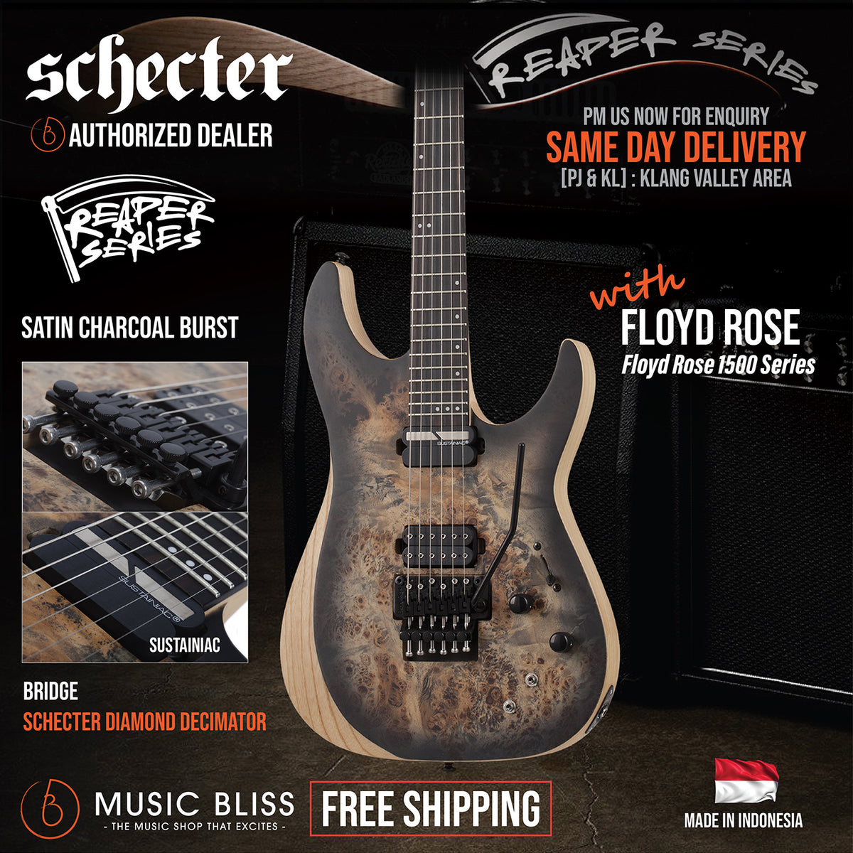Schecter Reaper-6 FR-S - Satin Charcoal Burst (Reaper6 / Reaper 6) [MII ...