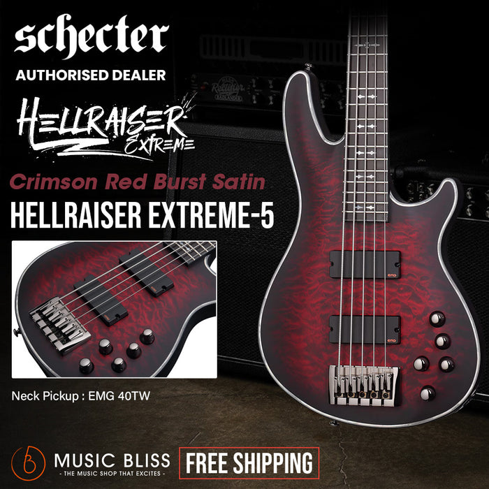 Schecter Hellraiser Extreme-5 - Crimson Red Burst Satin | Music Bliss ...