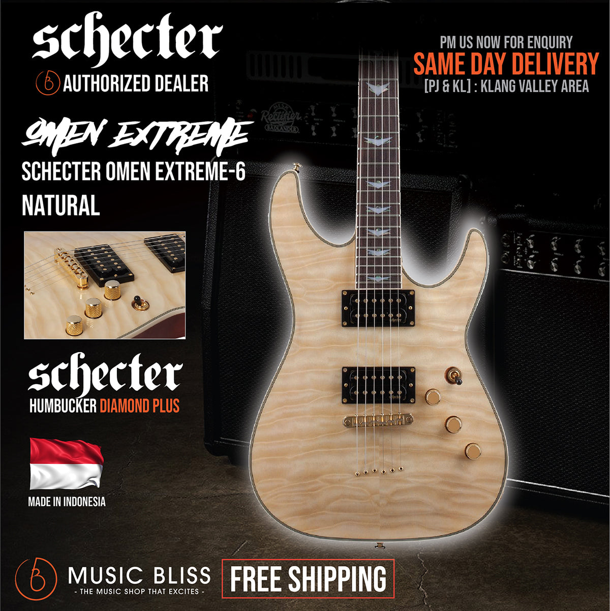 Schecter Omen Extreme-6 Electric Guitar - Natural (Extreme6 / Extreme 6 ...