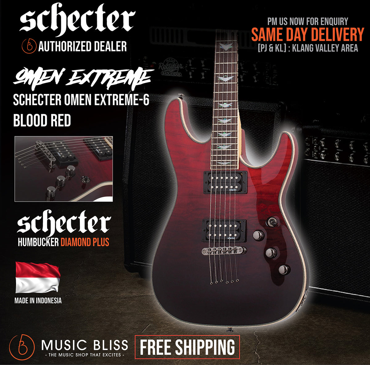 Schecter Omen Extreme-6 Electric Guitar - Blood Red (Extreme6 / Extreme ...
