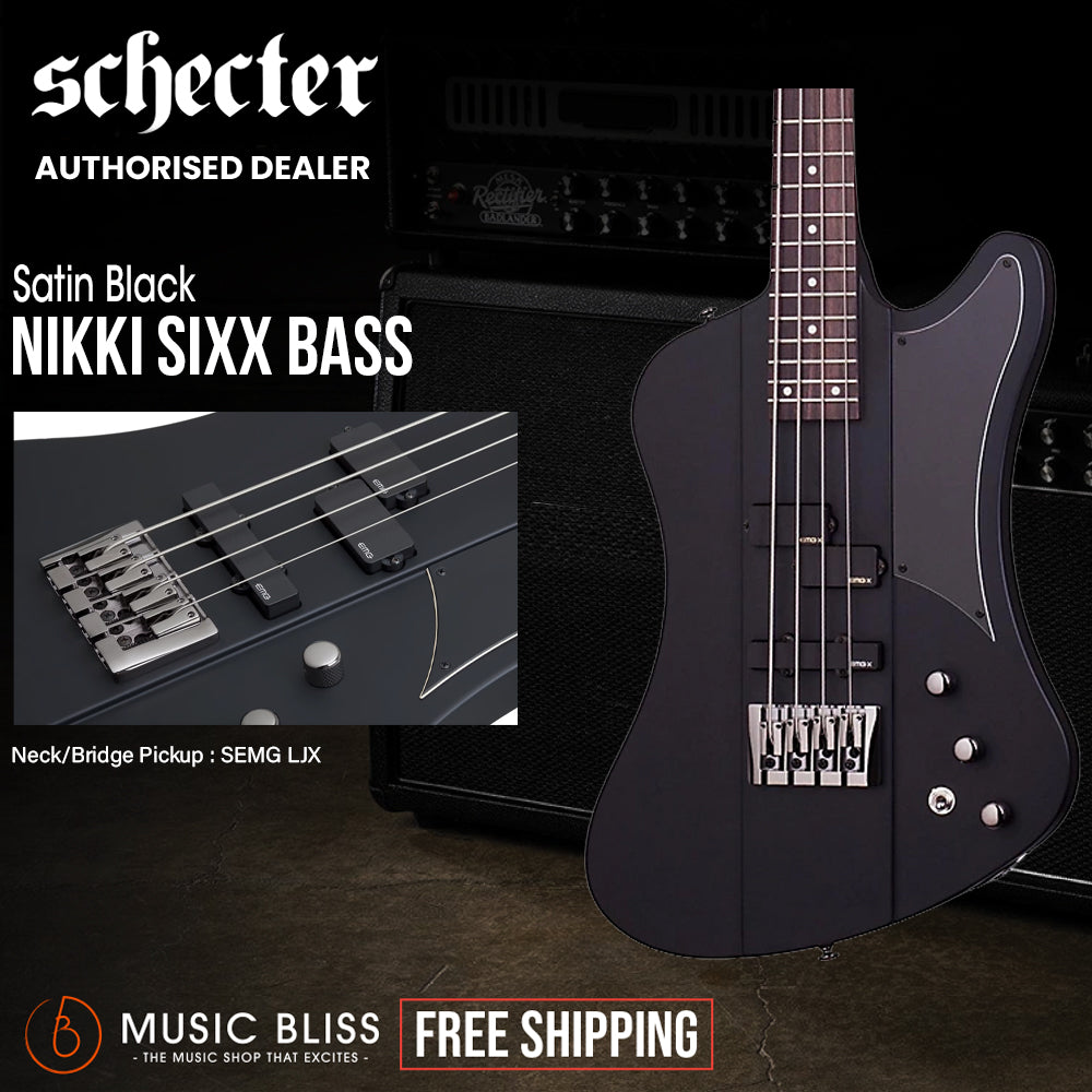Schecter Nikki Sixx Electric Bass Guitar - Satin Black | Music Bliss ...