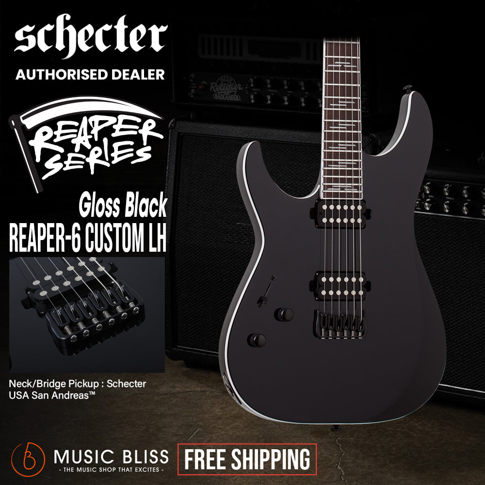 Schecter Reaper-6 Custom Left-Handed Electric Guitar - Gloss Black ...