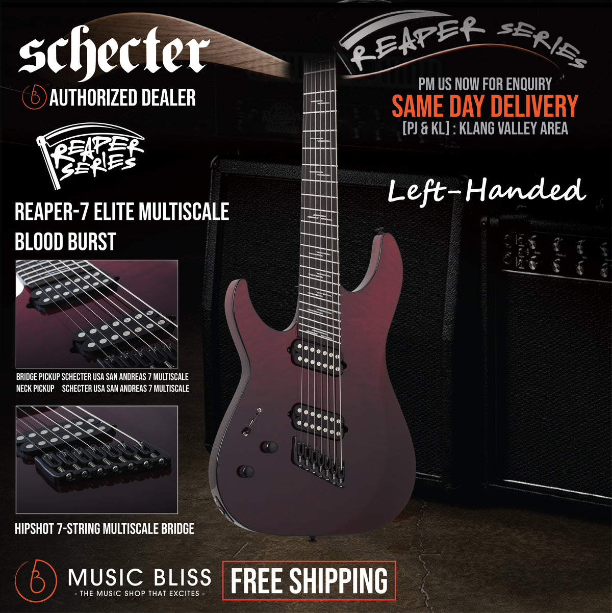 Schecter Reaper-7 Elite Multi-scale 7-string Left-Handed Electric ...